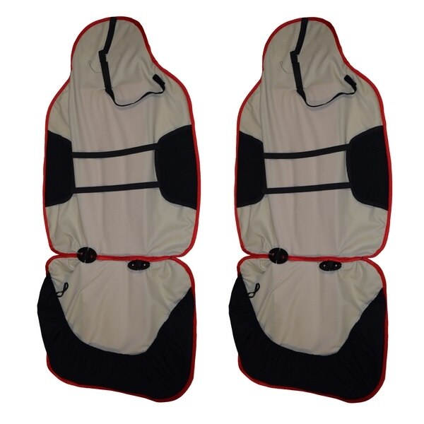 Set Huse auto scaune fata sezut + spatar negre cu dunga rosie - eMAG.ro