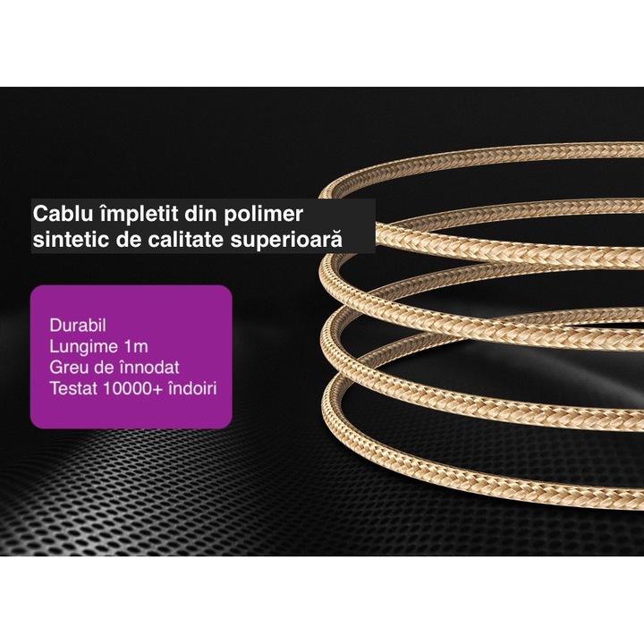 Cablu de incarcare EVTrend® Premium Magnetic, 3 in 1, USB-C, Micro-USB ...