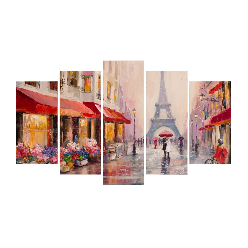 Streets in Paris Tablou, Tablou MDF 5 piese Streets in Paris, 100 x ...