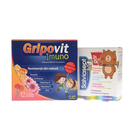 Set Acadele Gripovit Imuno ,12 buc si acadele salviasept 6 acadele ...