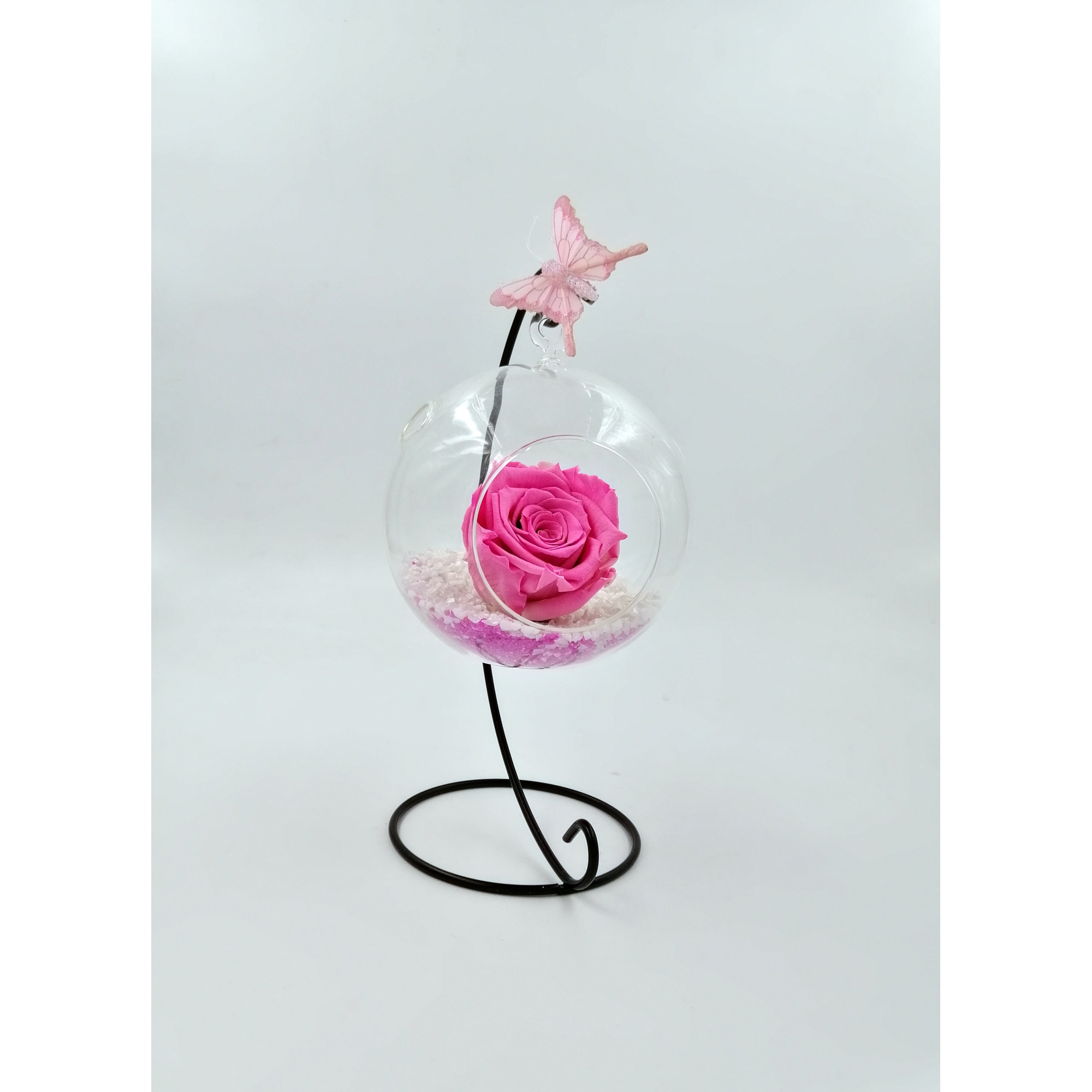 Trandafir Criogenat, roz deschis, pe pat de pietricele, in bol de ...