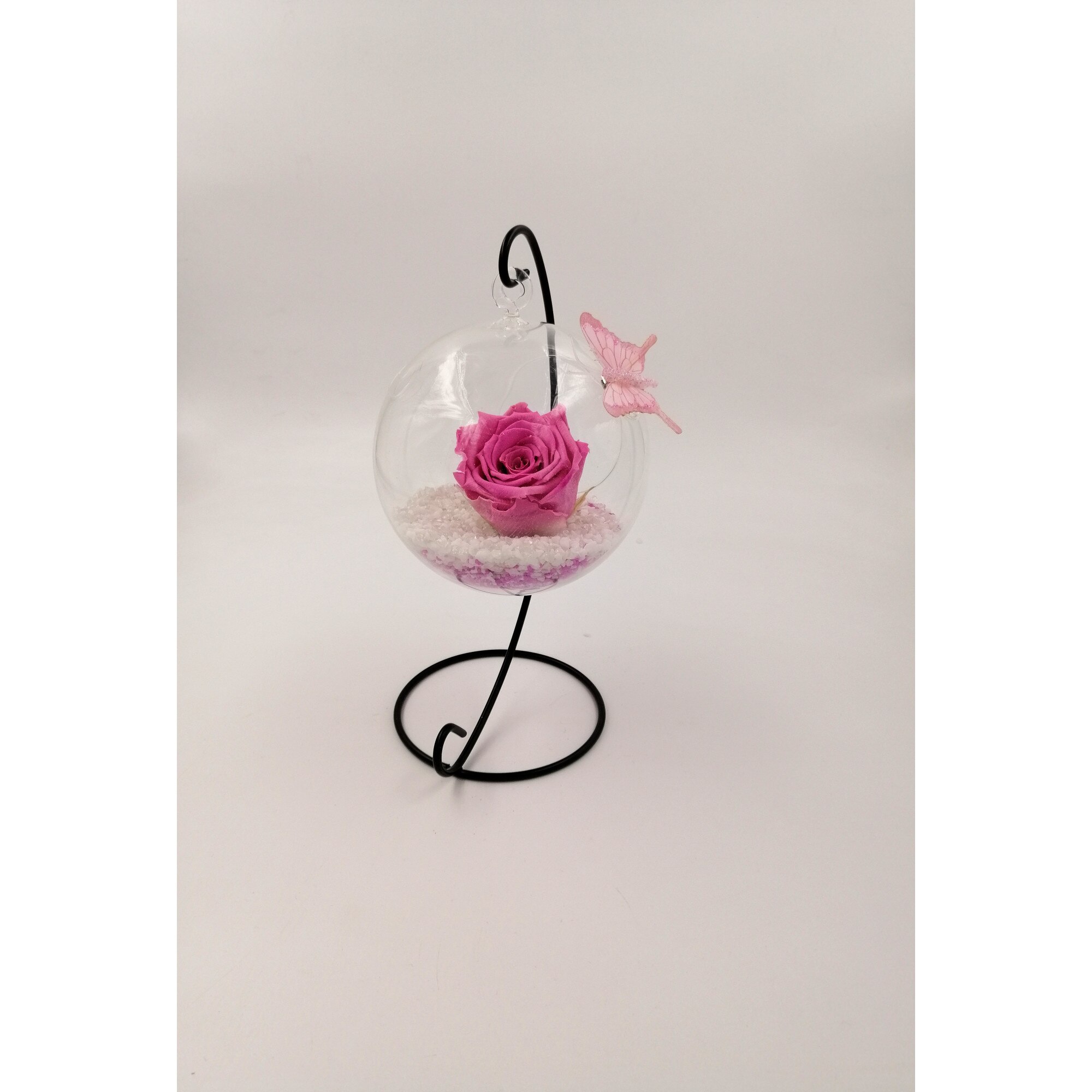 Trandafir Criogenat, roz deschis, pe pat de pietricele, in bol de ...