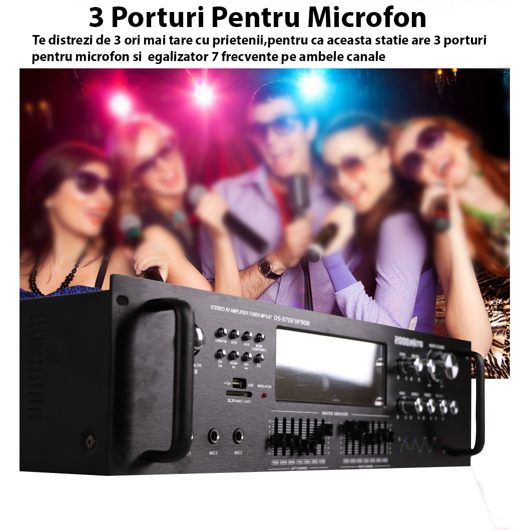 Amplificator Profesional Tip Statie 2 x 210 W Bluetooth / USB / SD Card ...