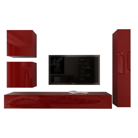 Set Mobila Living Modular Quadro 18, MDF Lucios, BORDO, Dimensiune 280 ...