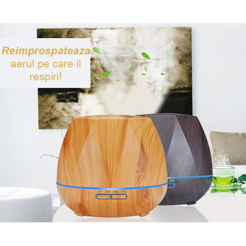 Umidificator aroma terapie ultrasonic, difuzor de aroma 550 ml, cu ...