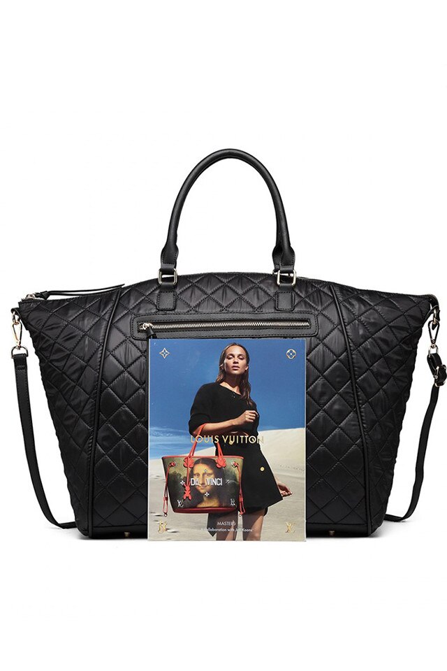 Geanta mare pentru dame, matlasata, pentru calatorii sau sport, negru ...