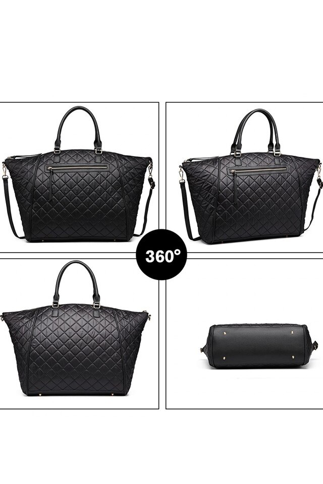 Geanta mare pentru dame, matlasata, pentru calatorii sau sport, negru ...