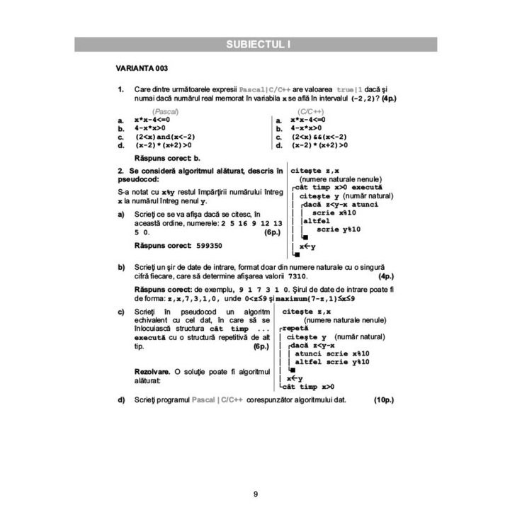 Ghid de pregatire. Informatica. - Intensiv - (PASCAL | C/C ++), Editura ...