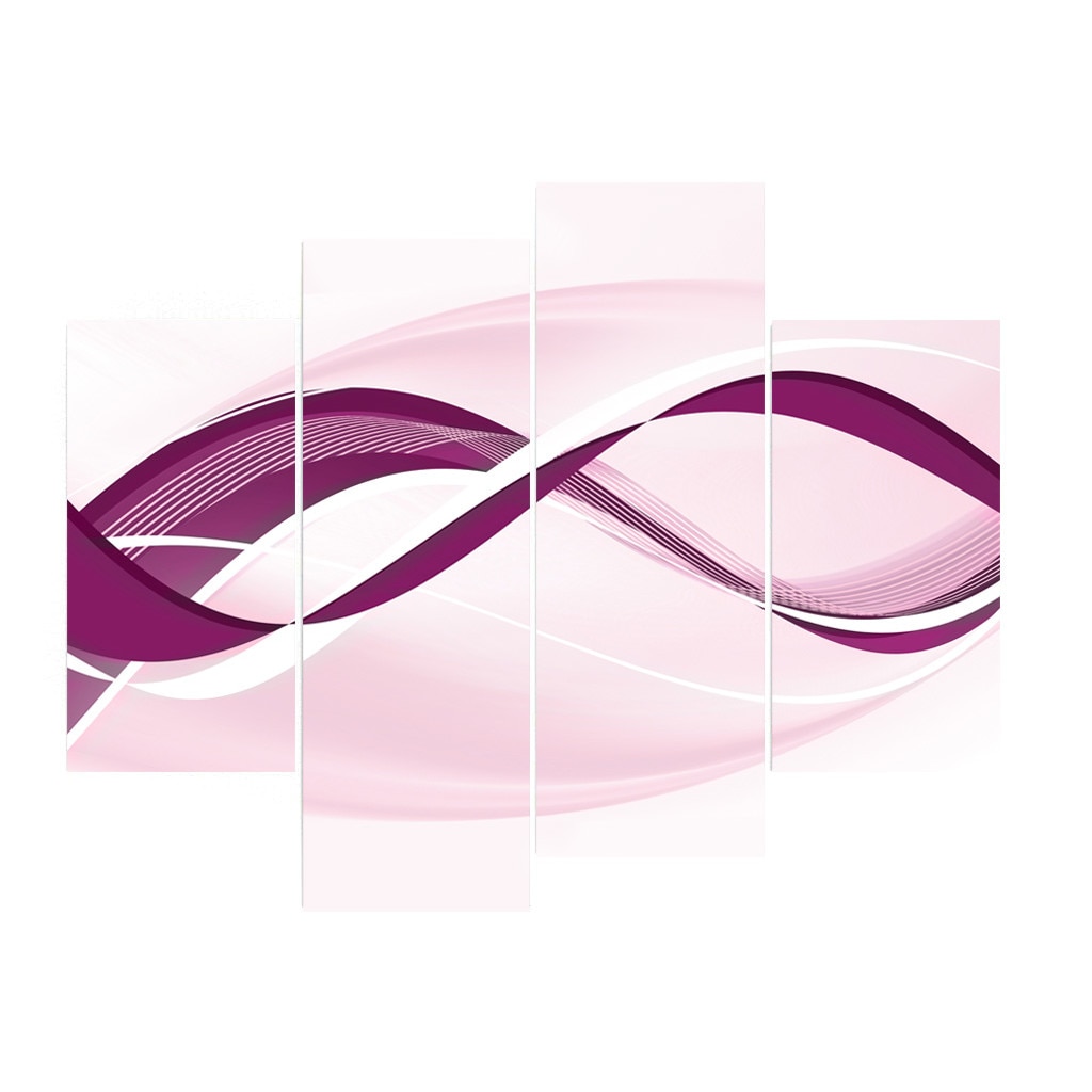 Set 4 Tablouri canvas, eTablouri, Linii mov pe fundal roz, 2 x 80x40cm ...