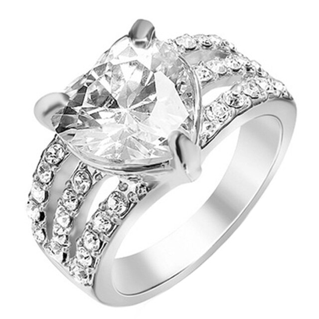 Inel dama cu piatra in forma de inima, argintiu, marimea 50 (15.9 ...