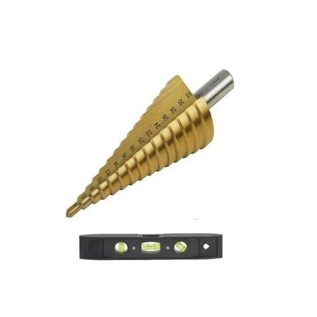 Pachet Freza in trepte, burghiu, 4mm-32mm + Nivela 225 mm din plastic ...