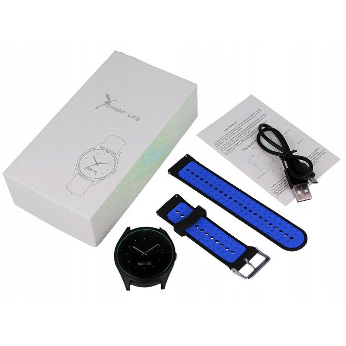 Smartwatch V9, Bluetooth 4.0, SIM, Negru/Albastru - eMAG.ro