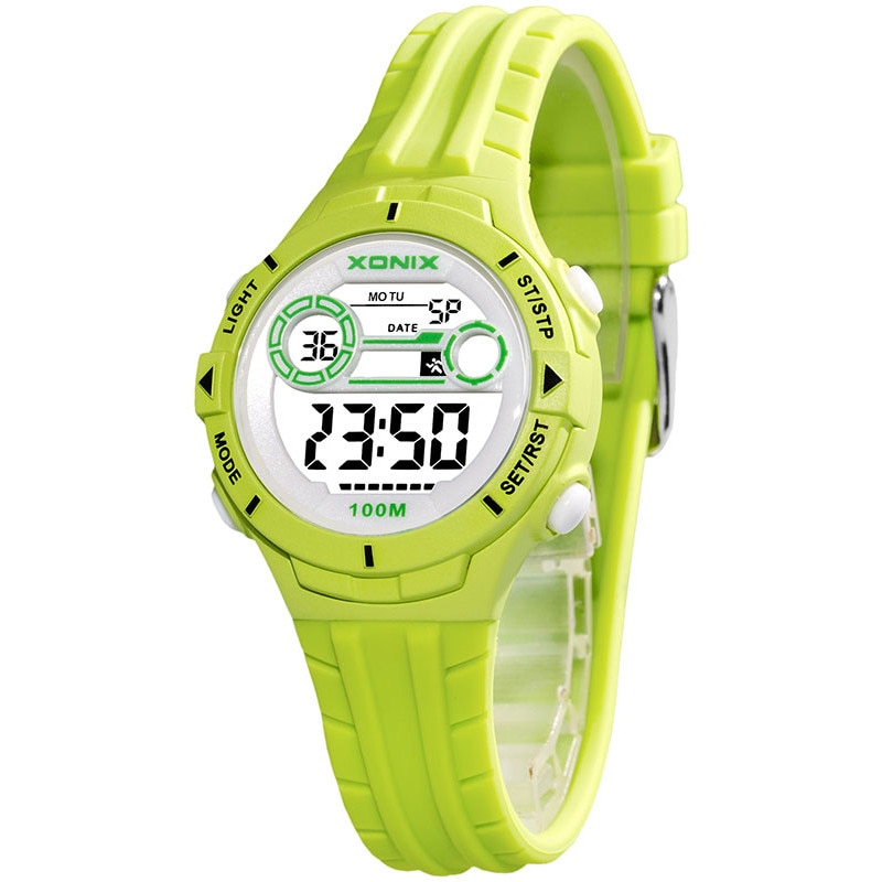 Ceas copii Xonix, Verde, digital, functii sport, iluminare de fundal ...