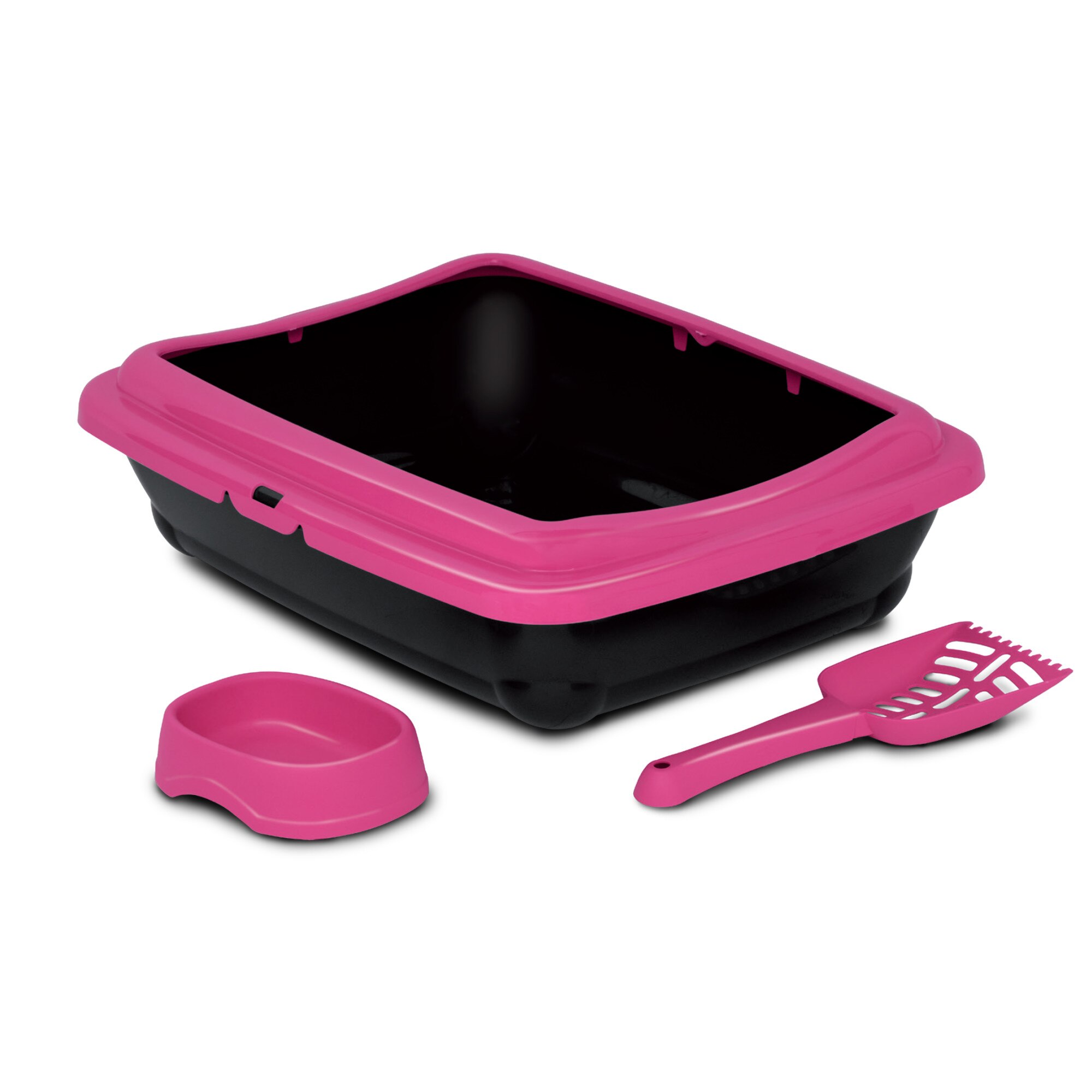 Litiera Birba Media 48x36 x12 Negru/Roz Kit litiera lopatica bol - eMAG.ro