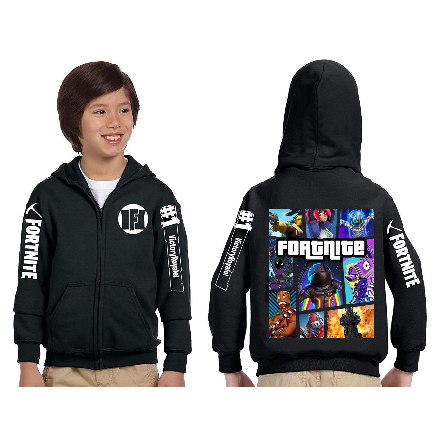 Hanorac copii, FORTNITE, Victory Royale, 11 - 12 ani, Negru - eMAG.ro