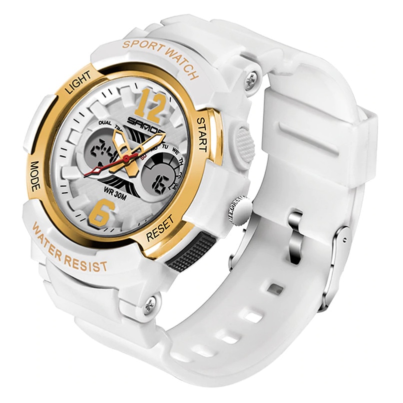 Ceas pentru copii SANDA Sport, Alb / Galben - eMAG.ro