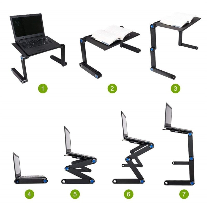 Лаптоп стойка Besegad Heatsink, черен, рамена въртящи се на 360 градуса ...