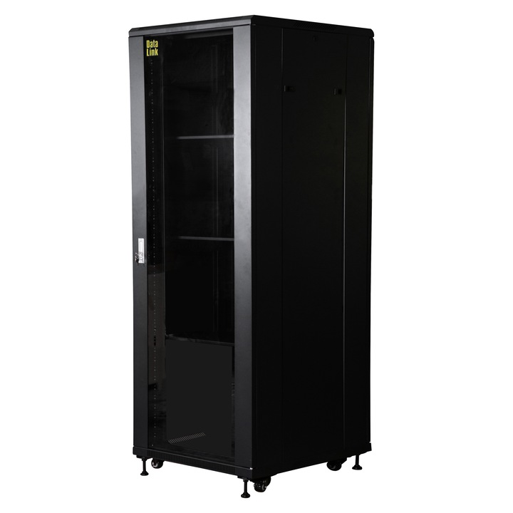 Rack DataLink 42U, 600x1000 mm, montare pe podea, usa sticla ...