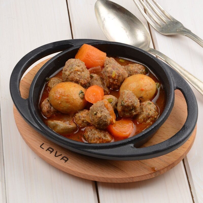 Tava fonta, 12 cm, cu suport din lemn - LAVA - eMAG.ro