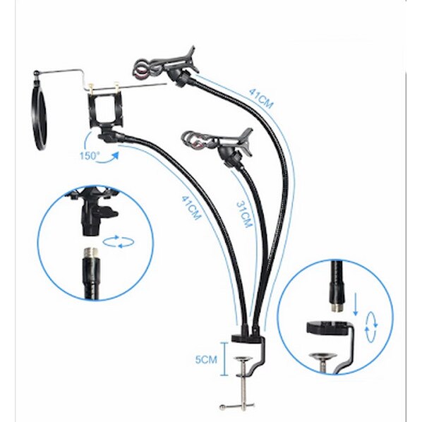 Suport Microfon Ajustabil Profesional Cu Doie Telefon Cu Filtro Pop Up ...