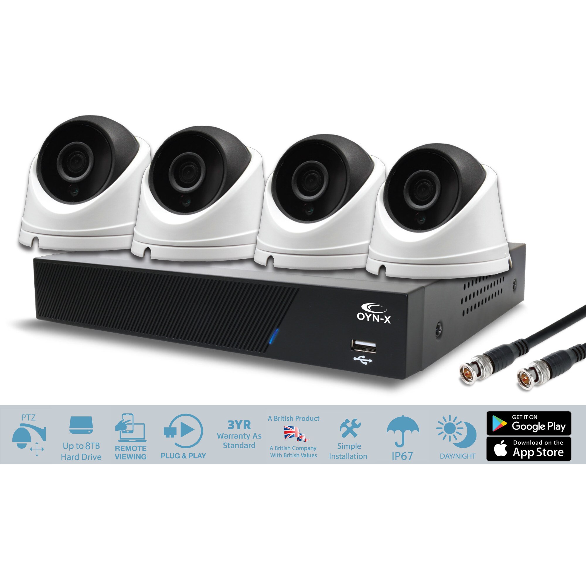 Комплект за видеонаблюдение OYN-X KIT - 8 канален DVR 1TB с 4 бр. 1080P ...
