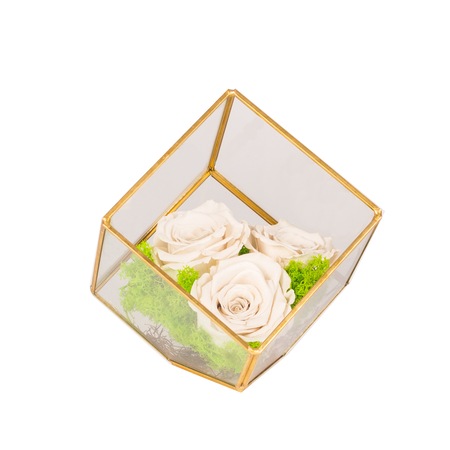 Cub de sticla cu trandafiri albi criogenati, Purple Flowers - eMAG.ro