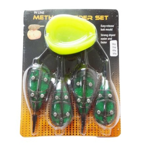 Set Momitoare Method Feeder 30-40-50-60 gr + Matrita silicon verde fluo ...