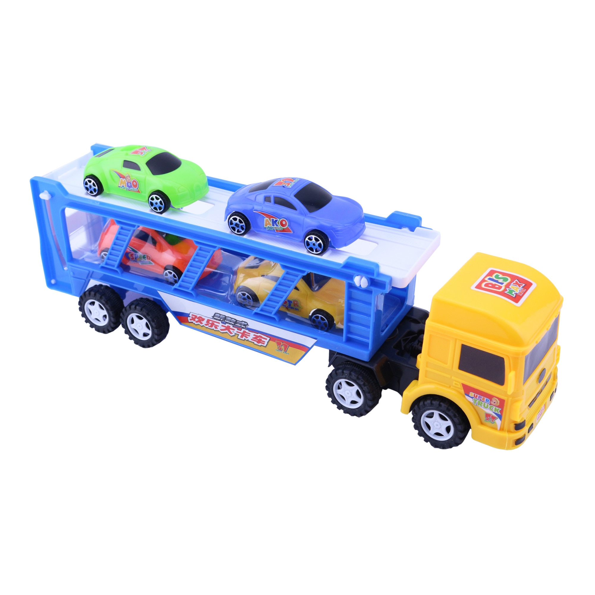 Tir cu platforma, 4 x Masinute, Multicolor - eMAG.ro