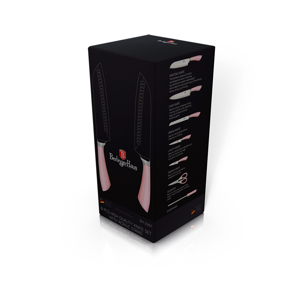 Set cutite inox 8 piese, maner roz, Infinity Line, BH 2267 - eMAG.ro