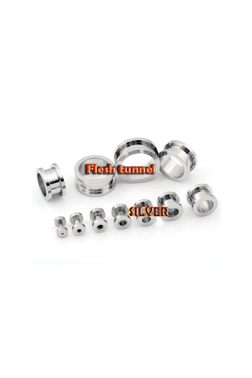 Flesh Tunnel argintiu cu filet, ear expander, pierce ureche, 8mm - eMAG.ro