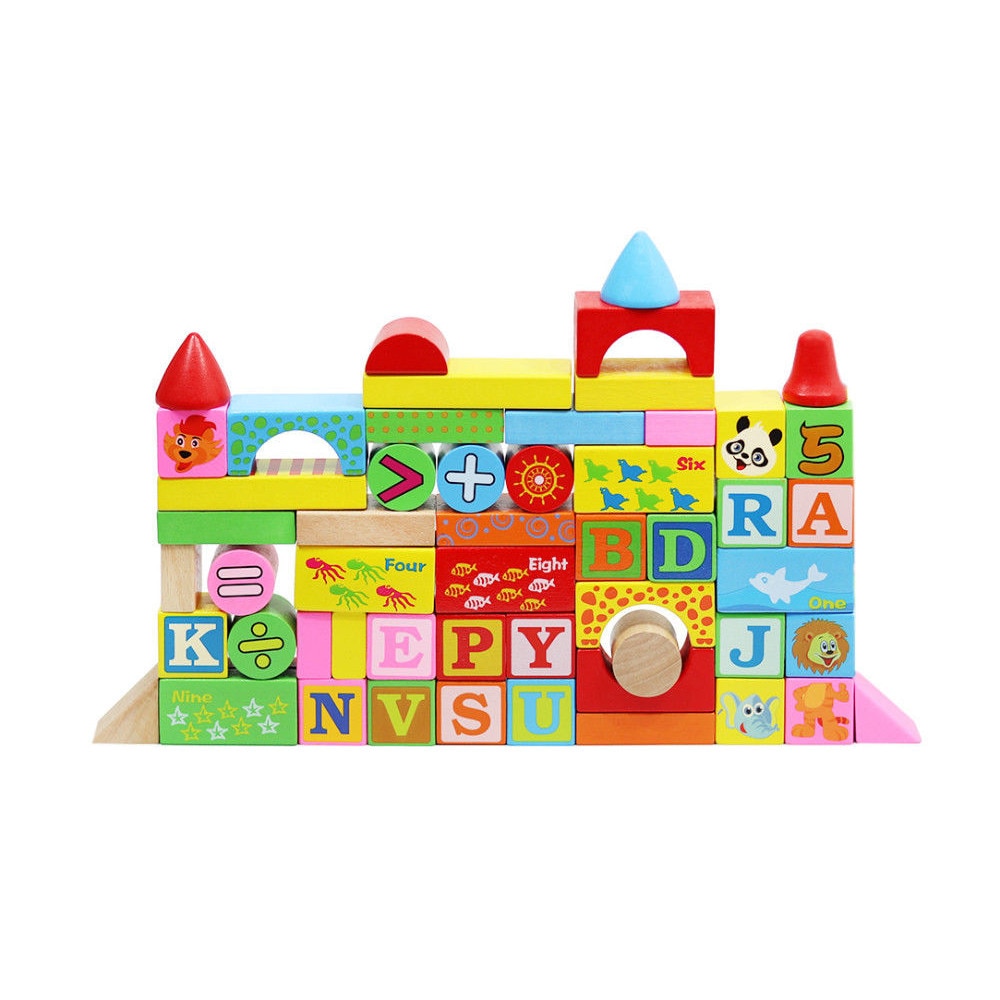 Set Constructie Cuburi din Lemn Natural 200 Piese "Galeata cu Forme ...