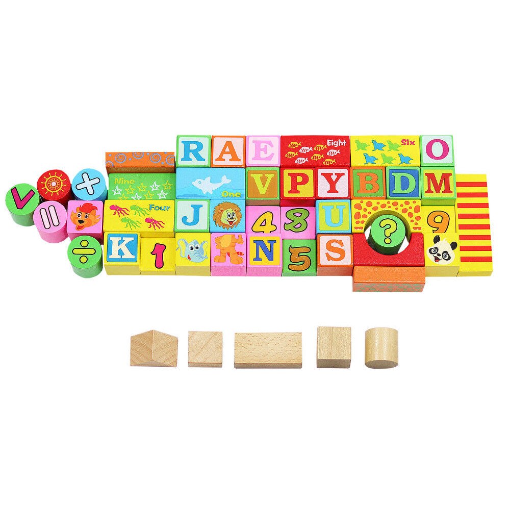 Set Constructie Cuburi din Lemn Natural 200 Piese "Galeata cu Forme ...