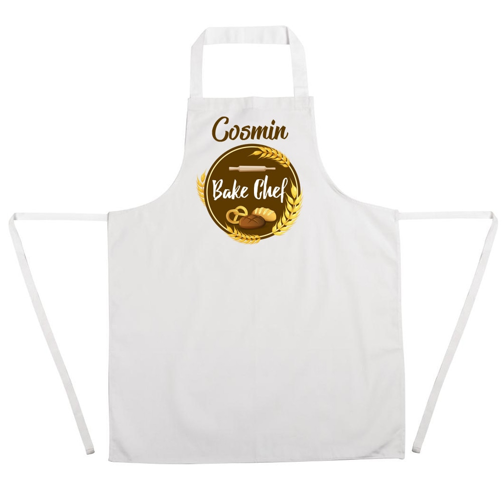 Sort de bucatarie alb personalizat, model "Bake Chef", poliester 100% ...