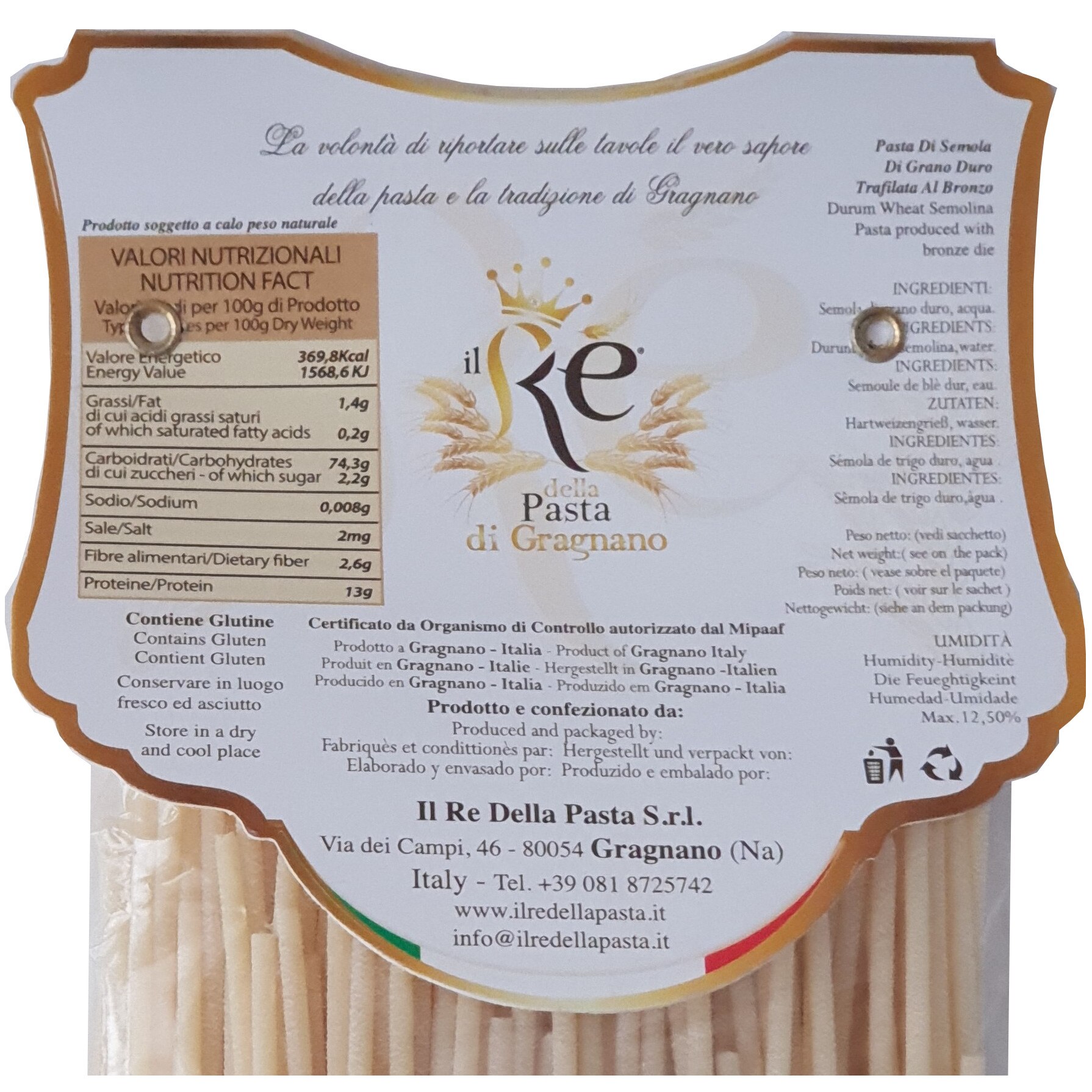 Paste Il Re speciale, din grau dur, trefilate in bronz - Spaghettoni ...