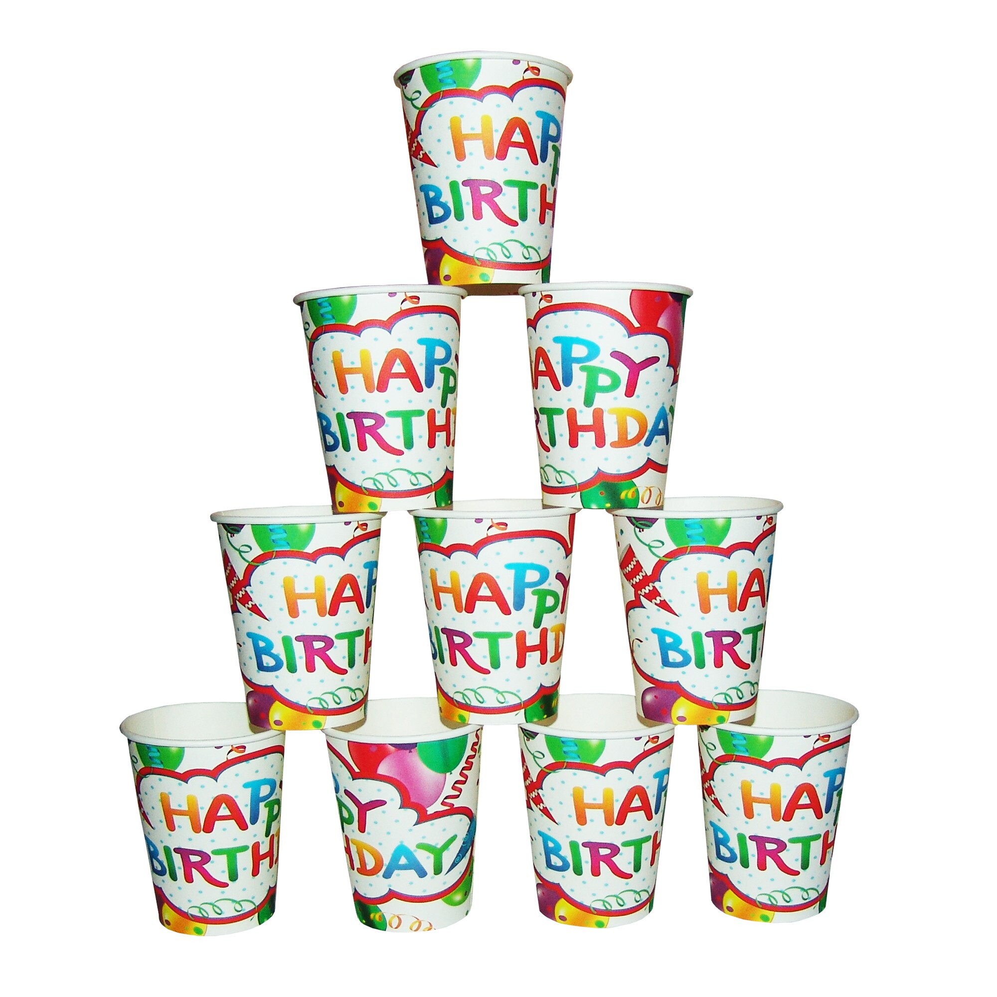 Set 10 pahare 250 ml Happy Birthday Party - eMAG.ro