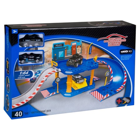 Garaj de Politie pentru copii, cu 40 de piese, 2 masinute ,ATS, Garaj ...