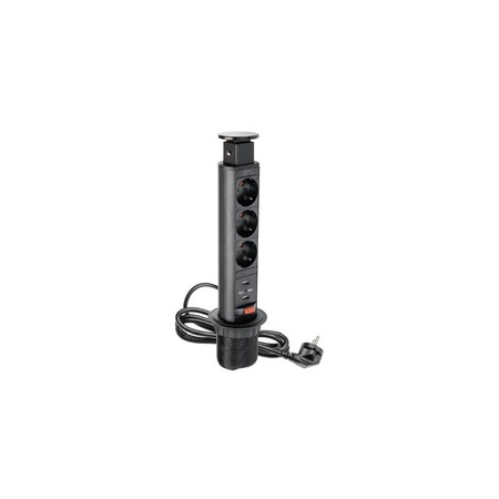 Priza incastrabila mobilier "TURN", 3 prize SCHUKO, 2XUSB 2.1A 5V, cu ...