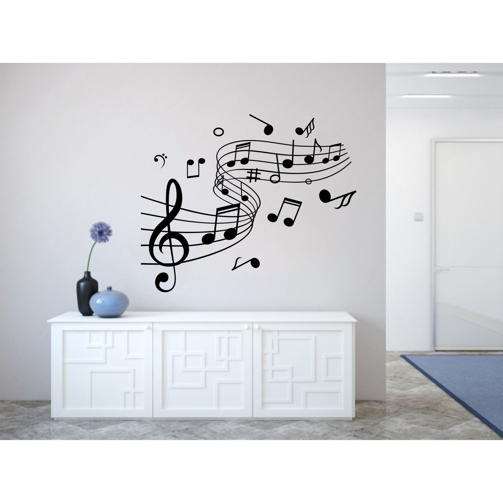 Sticker decorativ, Note pe Portativ, 137x113 cm, Negru, Decostick - eMAG.ro