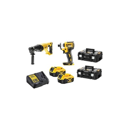 Set 2 scule combo DEWALT DCK2023M2T- 2 scule cu acumulatori de 18V, 4.0Ah, DCH133N, DCF787 + 2 ...