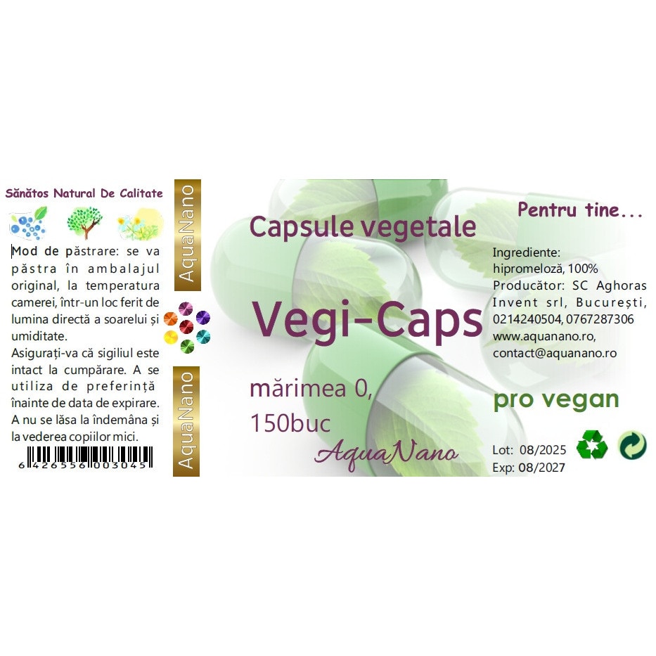 Vegi-Caps capsule vegetale goale marimea 0 150 buc - eMAG.ro