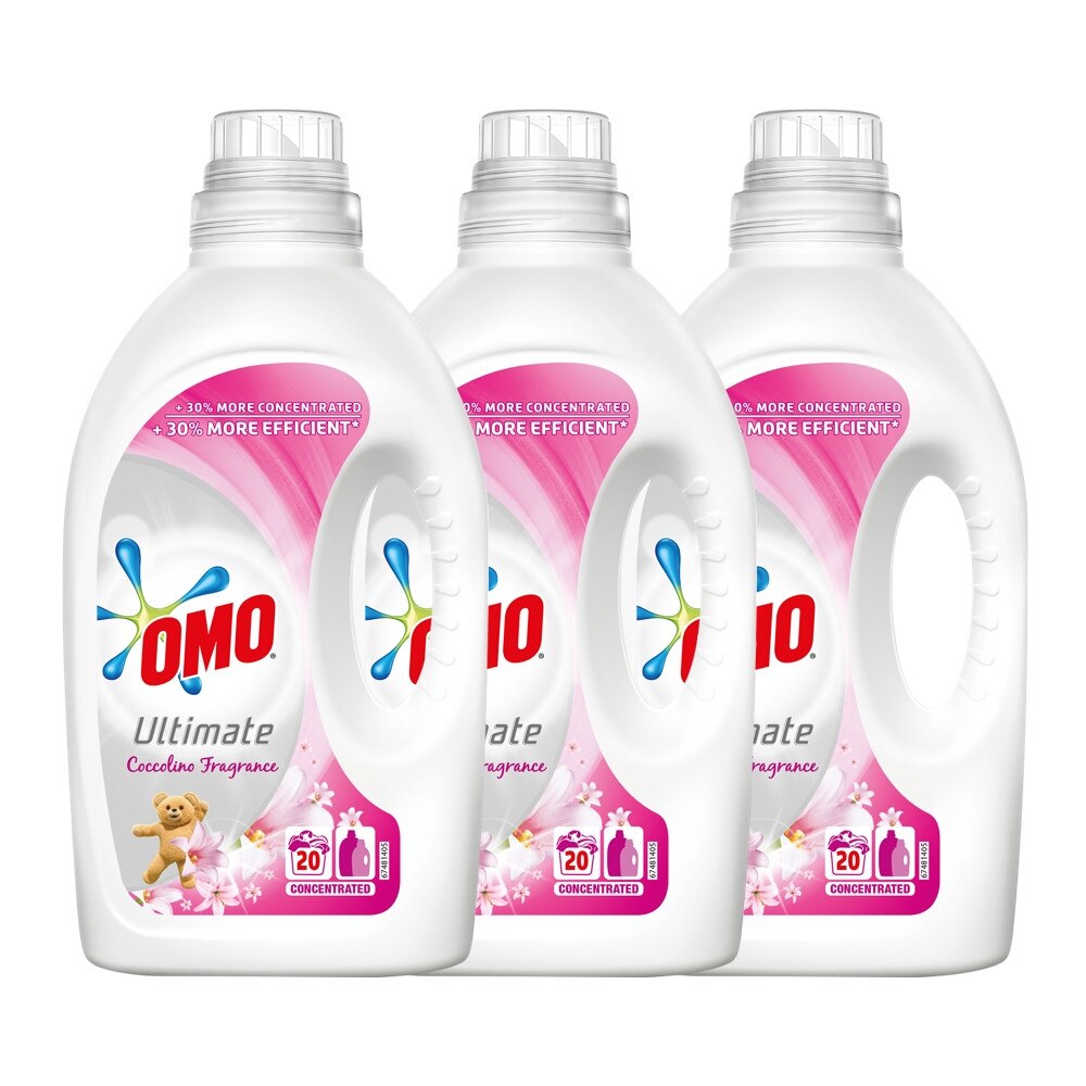 Комплект: Течен перилен препарат Omo Ultimate Coccolino, 3x20 изпирания ...