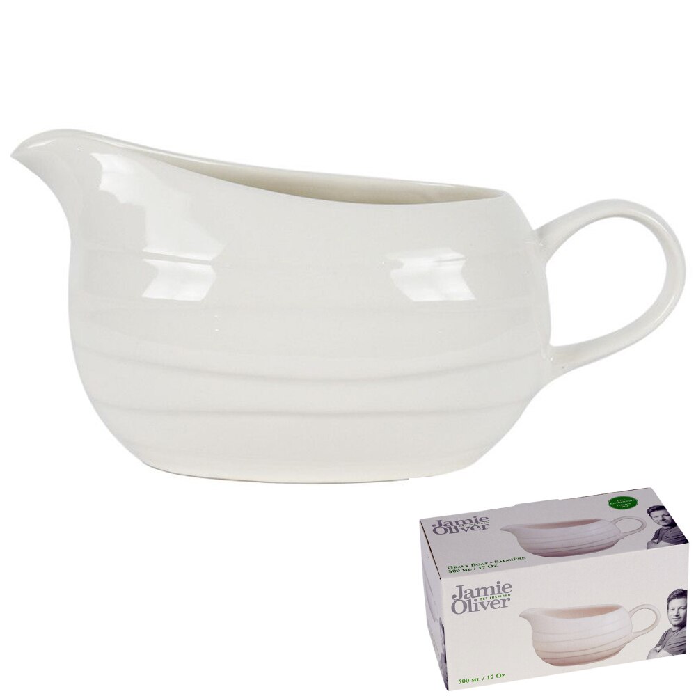 Sosiera ceramica, Jamie Oliver, recipient pentru sosuri, 500 ml, crem ...