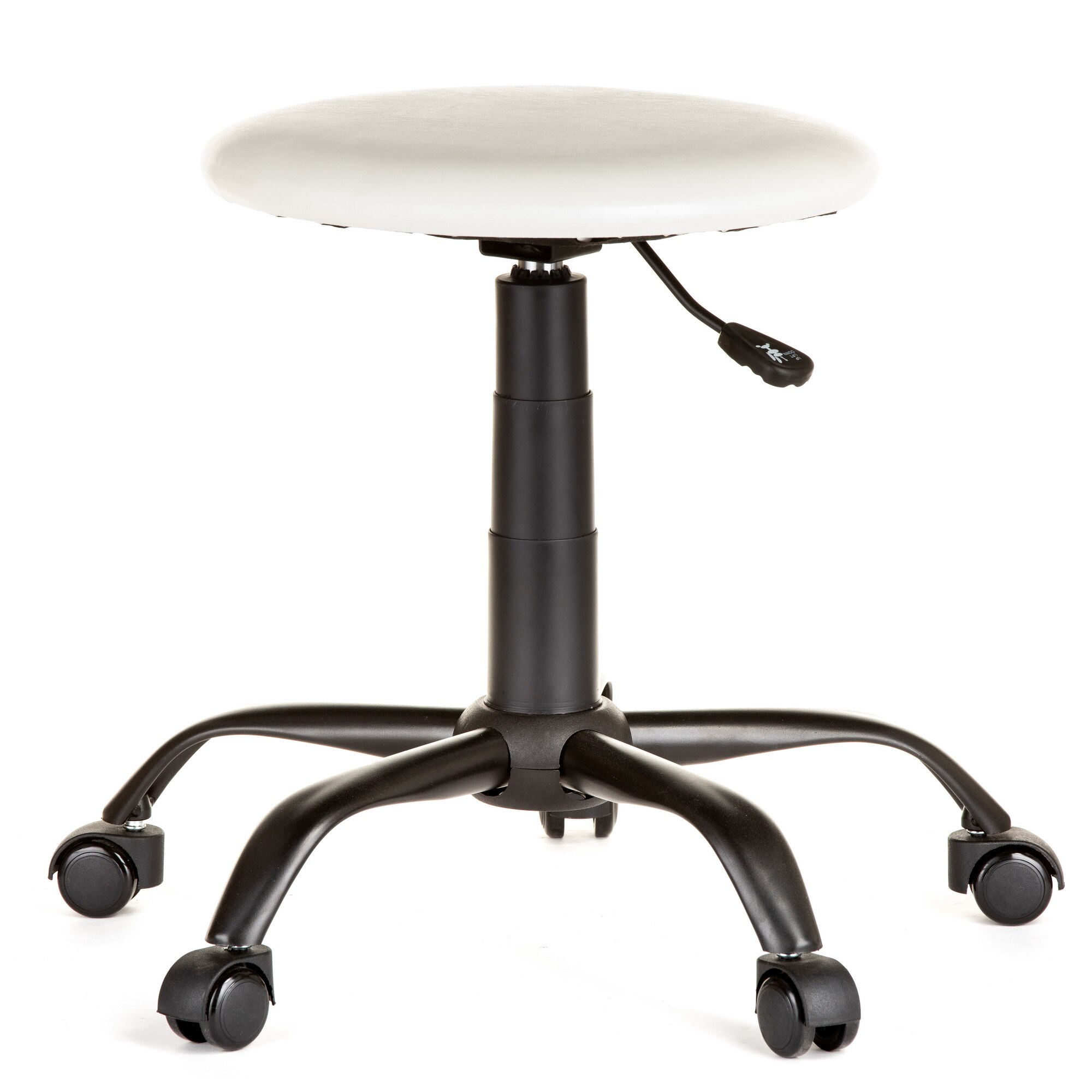 Scaun laborator QMOBILI LAB B Alb, baza metal negru, piele ecologica ...