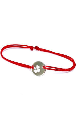Bratara din argint, Dinuzete, simbol trifoi, snur rosu reglabil15- 18 ...