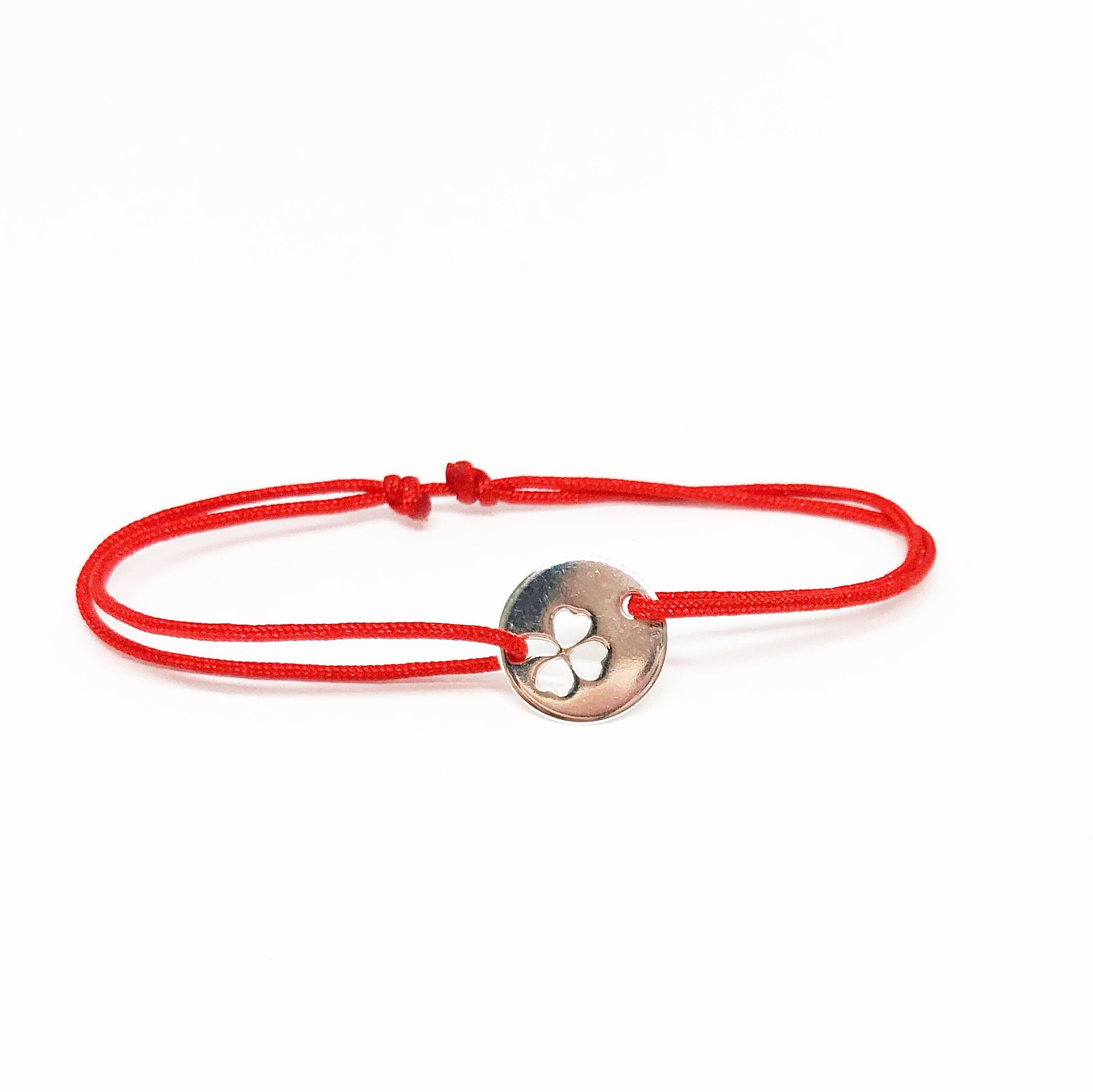 Bratara din argint, Dinuzete, simbol trifoi, snur rosu reglabil15- 18 ...