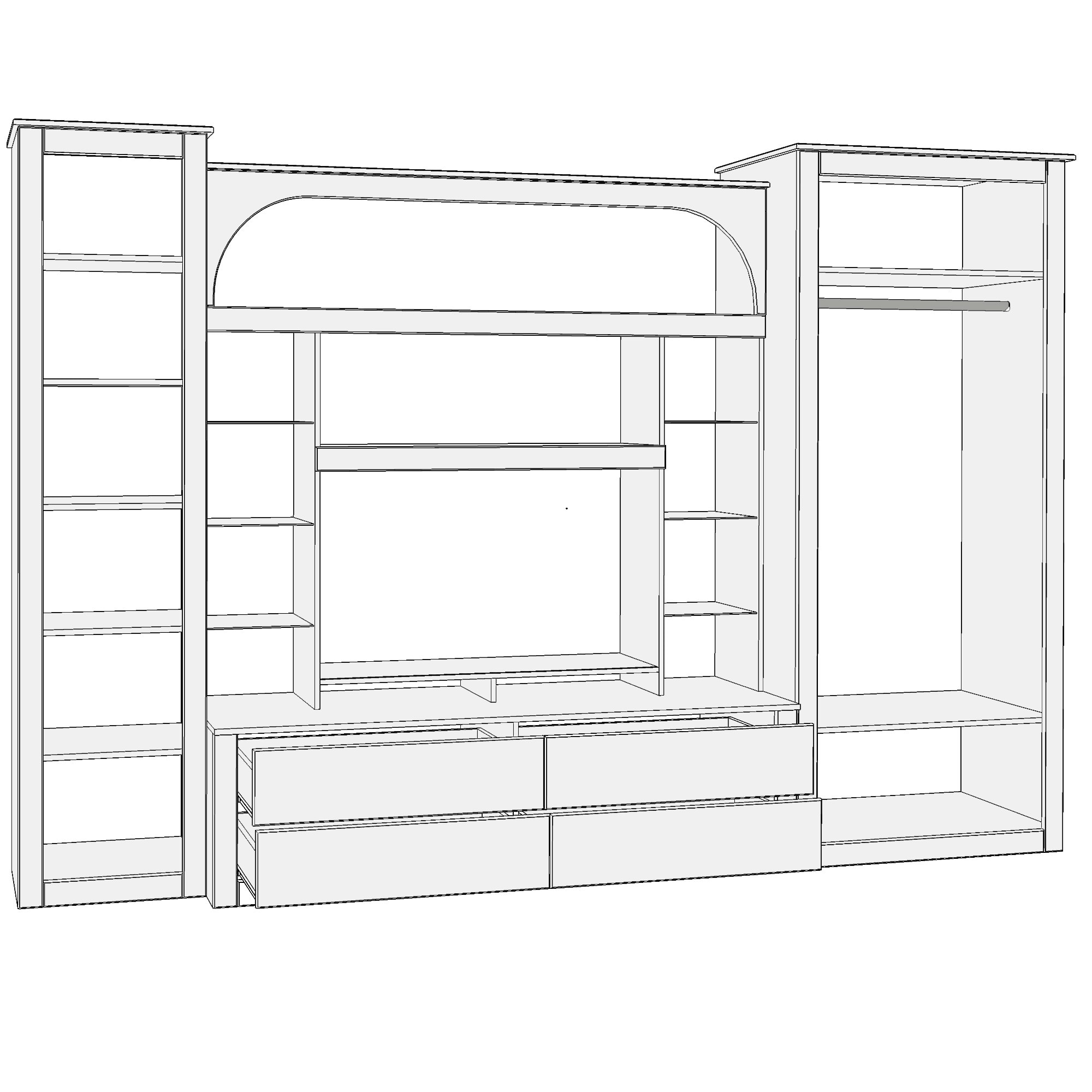Set Living JULIA Patinat, 330x60x216cm, MDF Cires - eMAG.ro