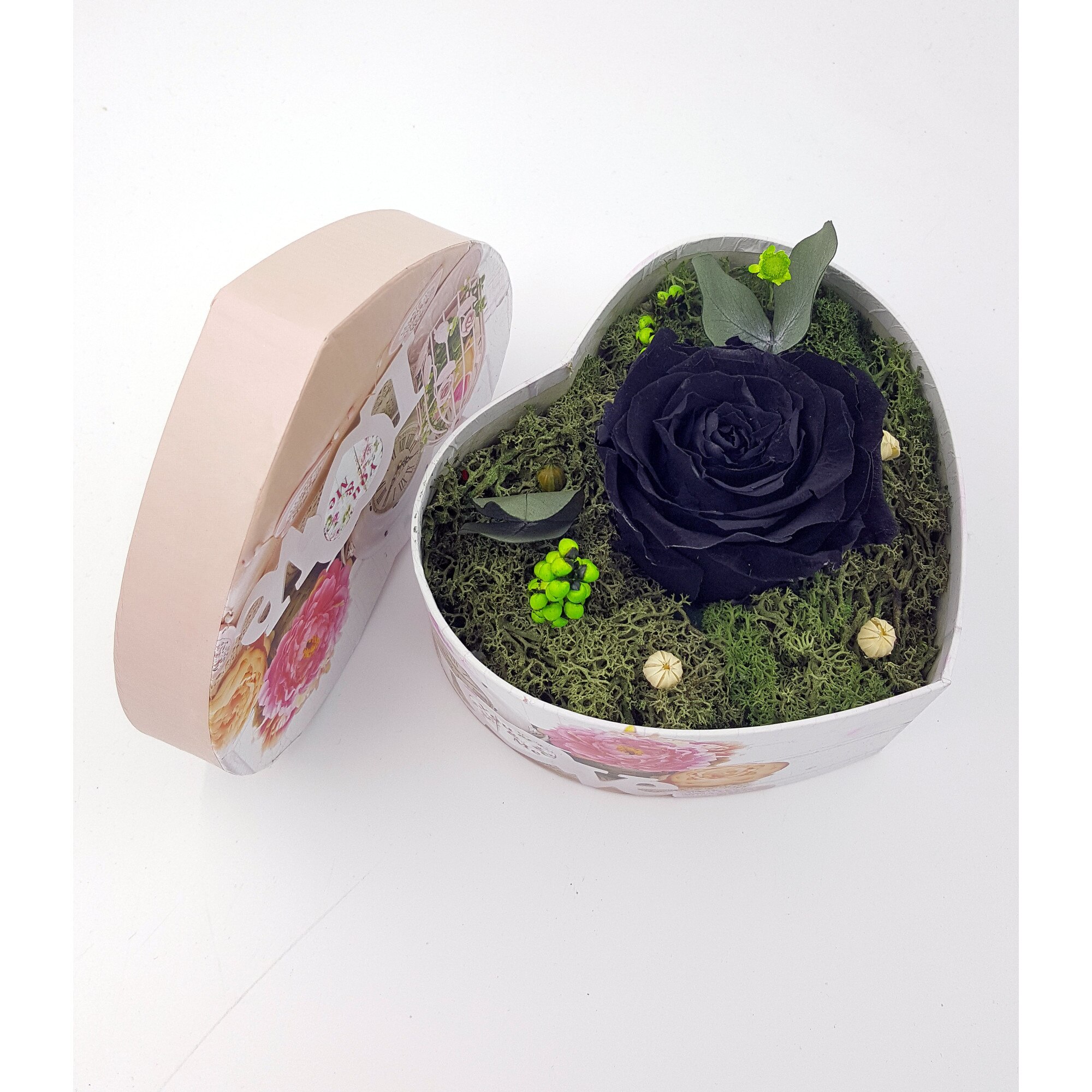 Trandafir Criogenat Wide Flowers, negru, pe pat de muschi stabilizat ...