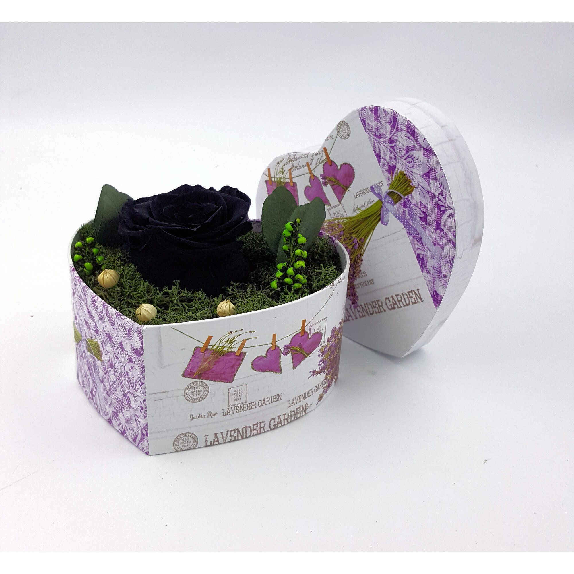 Trandafir Criogenat Wide Flowers, negru, pe pat de muschi stabilizat ...