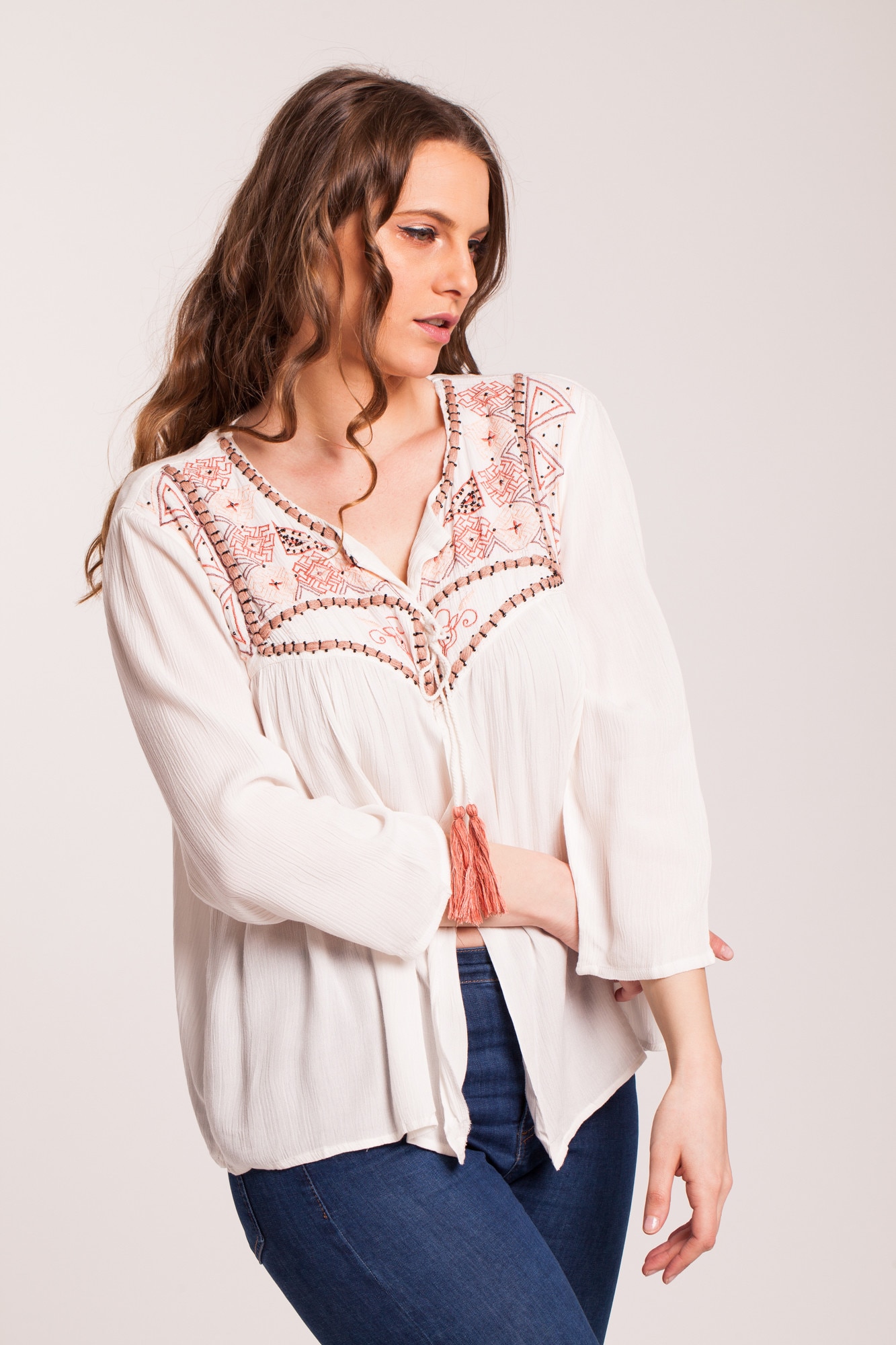 Bluza vascoza alba two in one brodata,Maya Shop - eMAG.ro