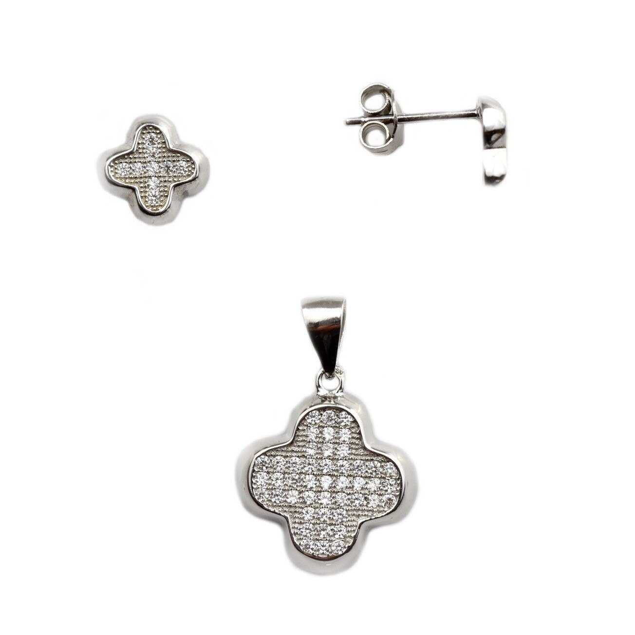 Set argint rodiat cu pietre - DA136 - eMAG.ro